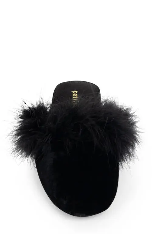 PATRICIA GREEN Party Feather Velvet Slipper