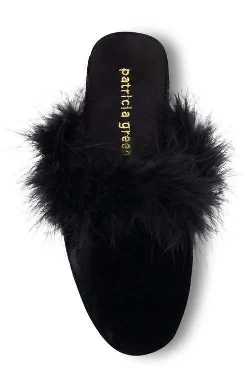 PATRICIA GREEN Party Feather Velvet Slipper