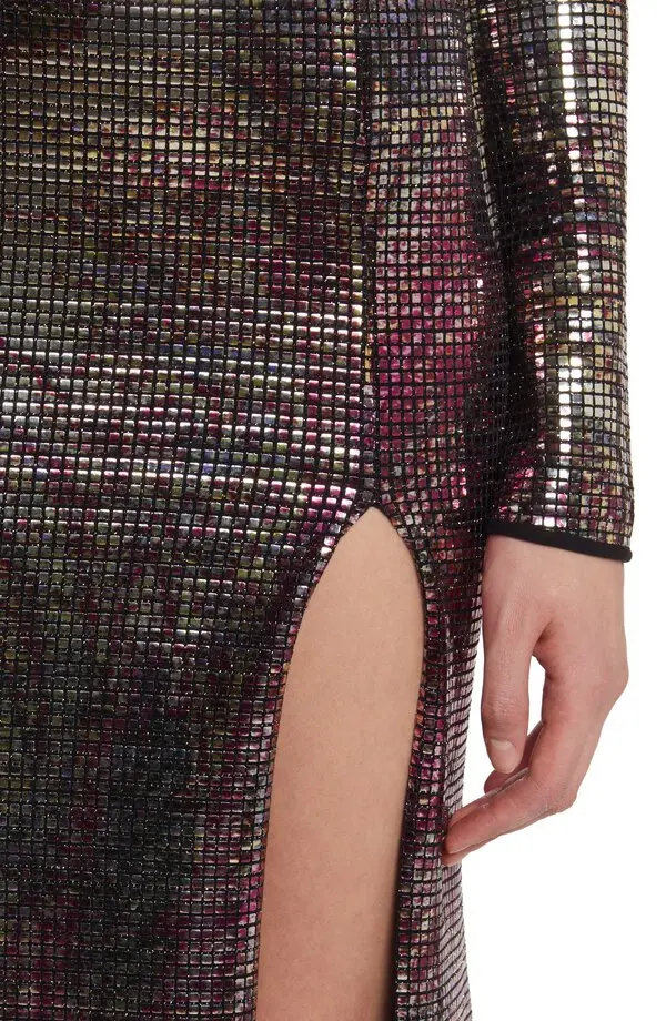 Etro Nan Embellished Long Sleeve Mesh Gown