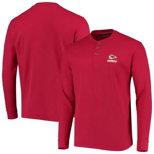 DUNBROOKE Kansas City Chiefs Logo Maverick Thermal Henley Long Sleeve T-shirt - Red