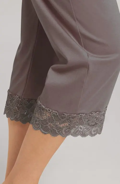 Hanro Moments Lace Trim Crop Pajamas - Stonewash