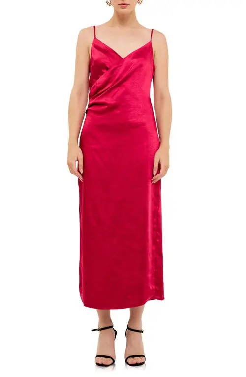 Endless Rose Surplice Satin Slipdress - Rouge