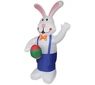 NORTHLIGHT 7' Outdoor Inflatable Lighted Standing Easter B Unny With Eggs - One-color