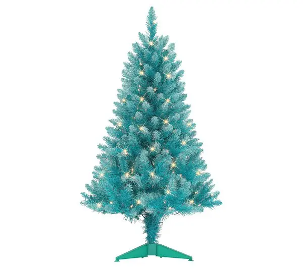 PULEO INTERNATIONAL Puleo 4' Prelit Fashion Teal Christmas Tree - One-color