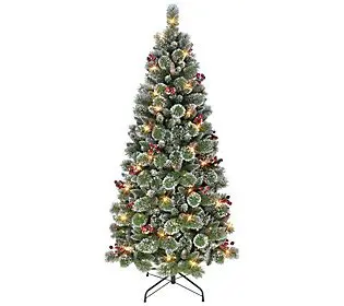 PULEO INTERNATIONAL Puleo 6.5' Pre-lit Snowy Valley Pine Tree - One-color