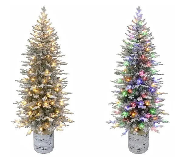 PULEO INTERNATIONAL Puleo 6' Prelit Potted Flocked Arctic Fir Penci L Tree - One-color