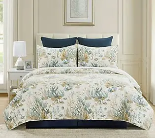VALERIE PARR HILL Cerulean Shores 2-piece Cotton Twin Quilt Set B Y Valerie - One-color