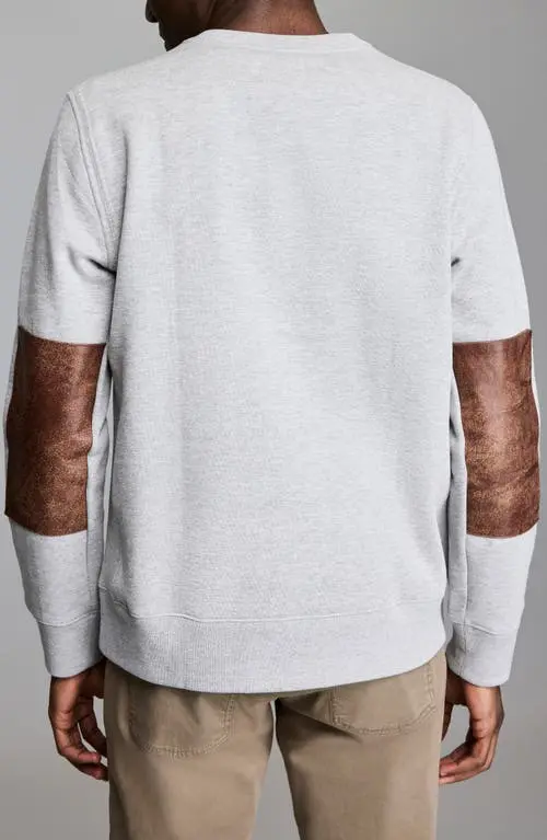 Billy Reid Dover Crewneck Sweatshirt With Leather Elbow Patches - Grey