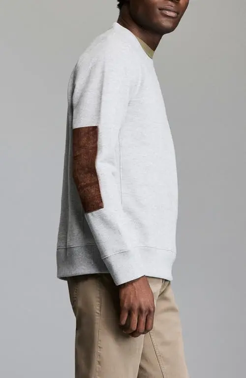 Billy Reid Dover Crewneck Sweatshirt With Leather Elbow Patches - Grey