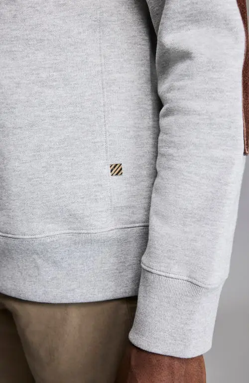 Billy Reid Dover Crewneck Sweatshirt With Leather Elbow Patches - Grey