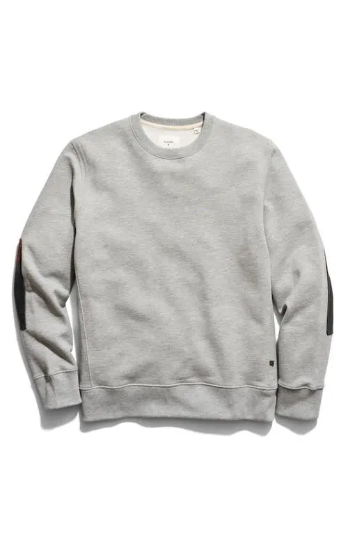 Billy Reid Dover Crewneck Sweatshirt With Leather Elbow Patches - Grey