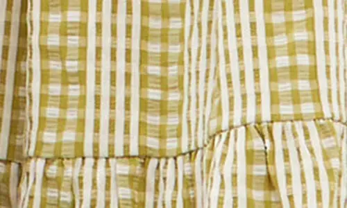 English Factory Gingham Stripe Tiered Dress