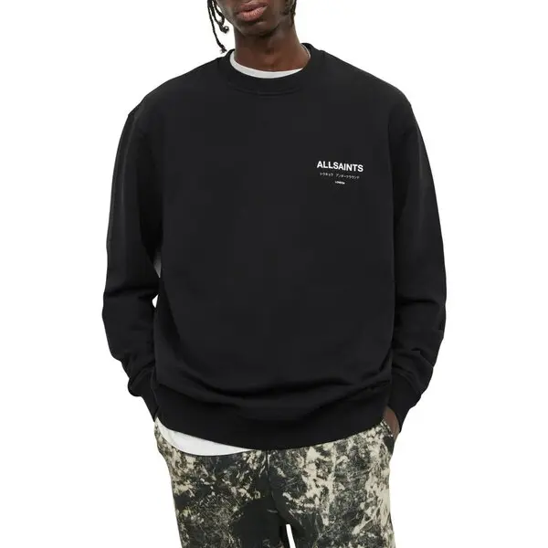 ALLSAINTS Underground Logo Organic Cotton Sweatshirt - Jet Black