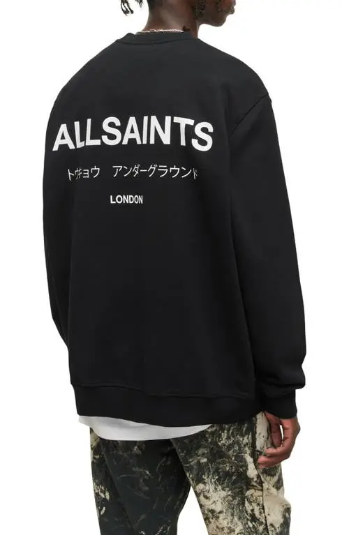 ALLSAINTS Underground Logo Organic Cotton Sweatshirt - Jet Black