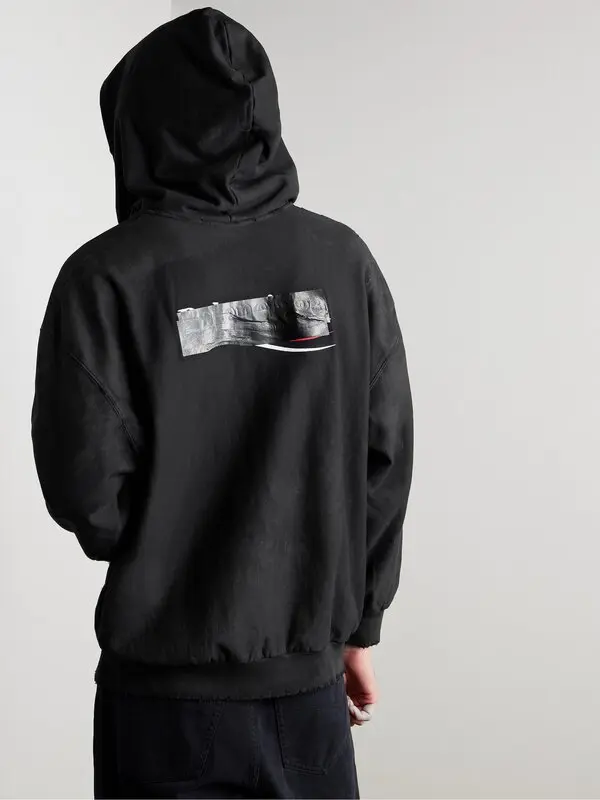 Balenciaga Gaffer Logo-Embroidered Distressed Cotton-Jersey Zip-Up