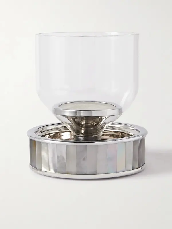 LORENZI MILANO Stainless Steel, Mother-of-pearl And Glass Wine Filter - Neutrals
