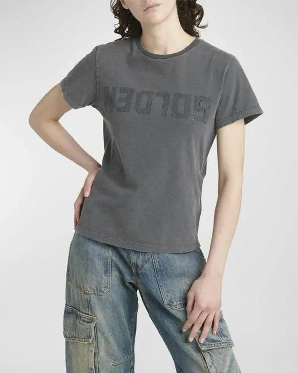 GOLDEN GOOSE Distressed Logo T-shirt - Anthracite
