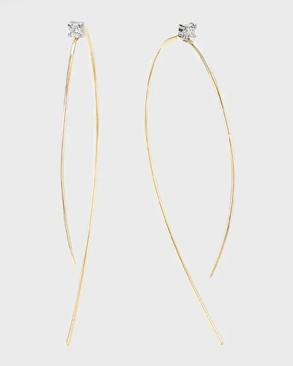 Lana Jewelry 14k Mini Wire Hooked On Hoop Diamond Earrings - Gold