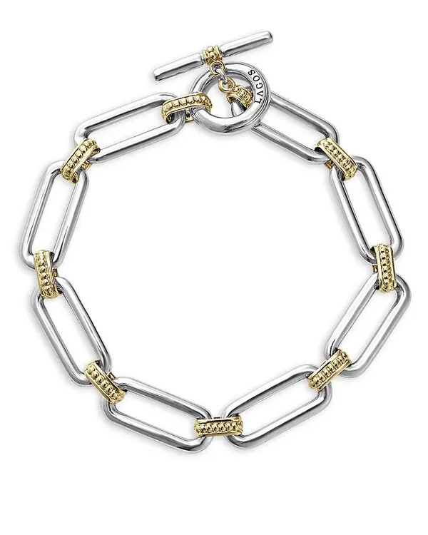 Lagos 18k Yellow Gold And Sterling Silver Caviar Link Bracelet - Silver/gold