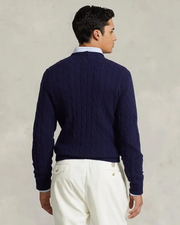 Polo Ralph Lauren Cashmere Cable Knit Crewneck Sweater - Bright Navy