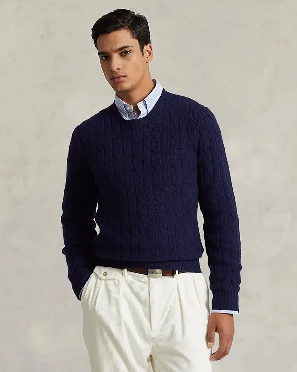 Polo Ralph Lauren Cashmere Cable Knit Crewneck Sweater - Marine