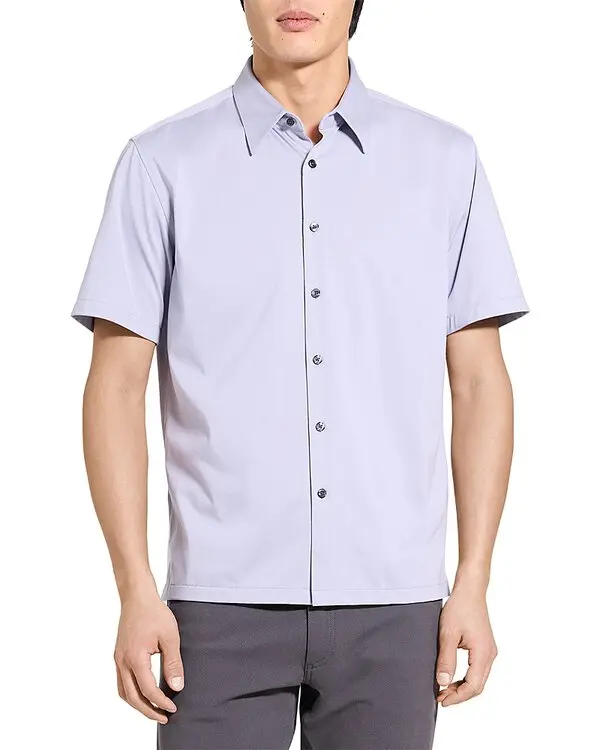 Theory Irving Regular Fit Short Sleeve Shirt - Gray Lilac