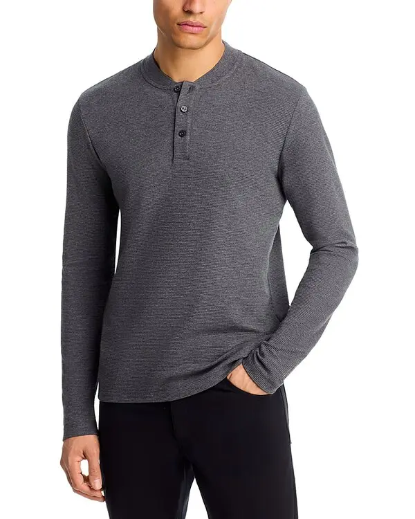 BOSS Slim Fit Ribbed Henley - Medium Grey