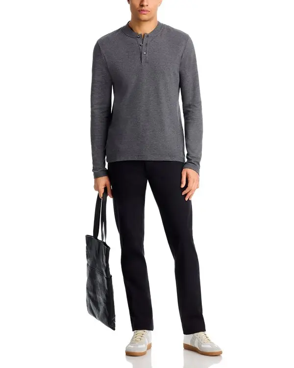 BOSS Slim Fit Ribbed Henley - Medium Grey