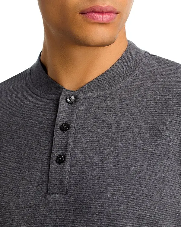 BOSS Slim Fit Ribbed Henley - Medium Grey