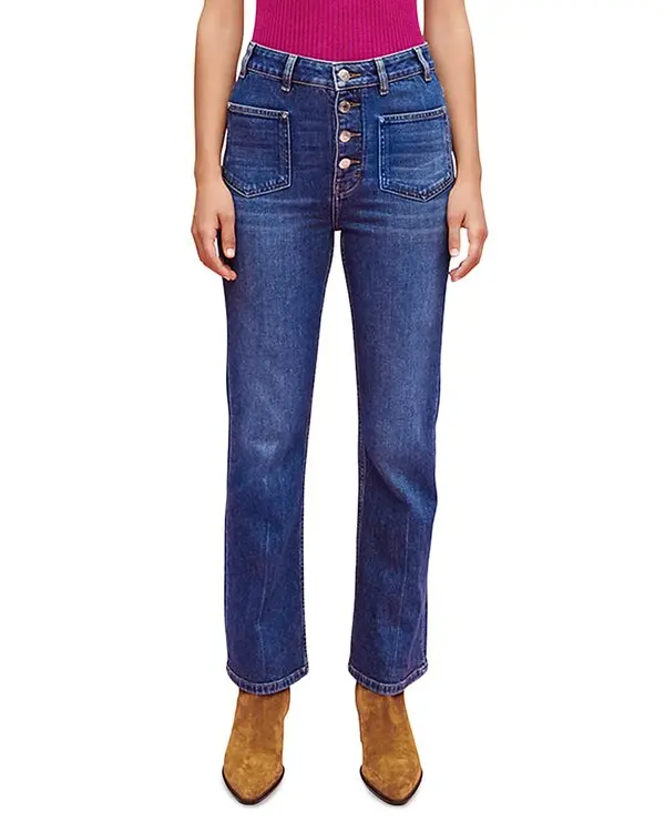 Maje High Rise Straight Jeans - Blue