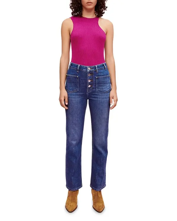 Maje High Rise Straight Jeans - Blue