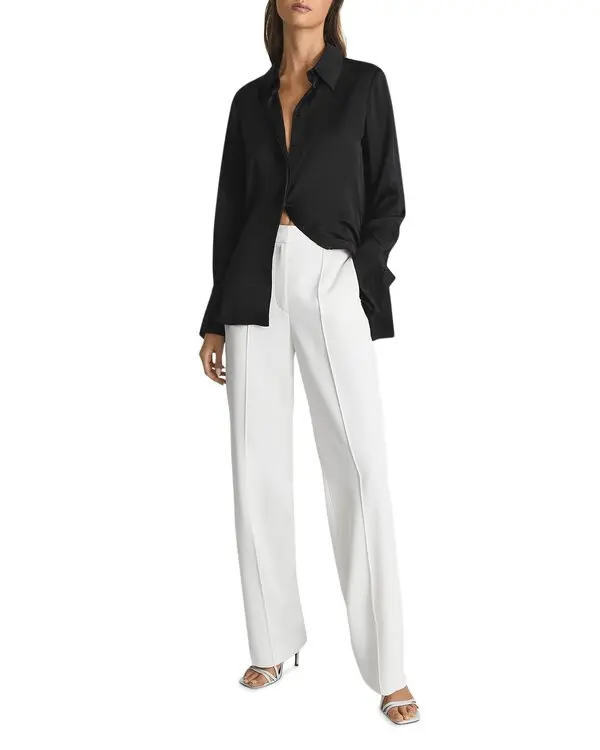 REISS Hailey Silk Shirt - Black