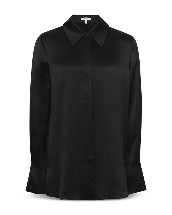REISS Hailey Silk Shirt - Black