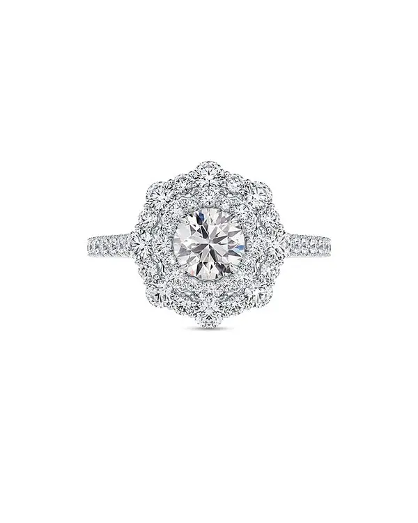 DE BEERS FOREVERMARK Floral Halo Ring 1.80 Tcw - White