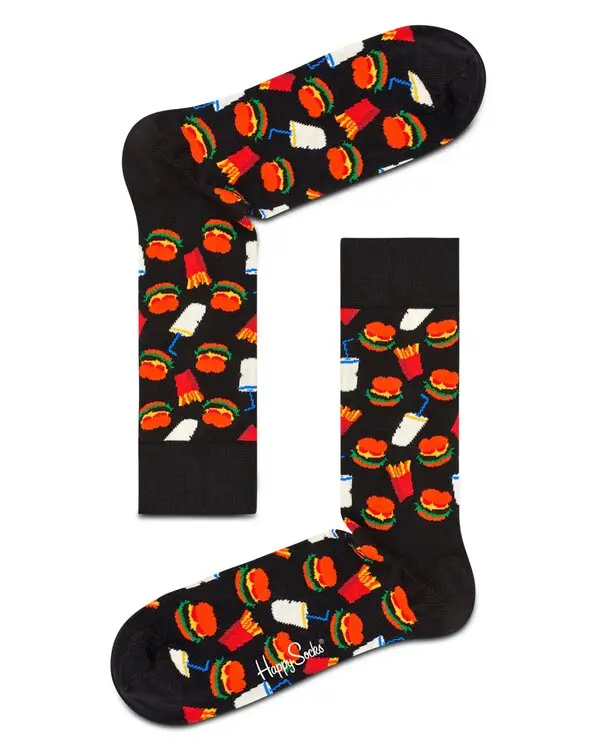 Happy Socks Hamburger Crew Socks - Black
