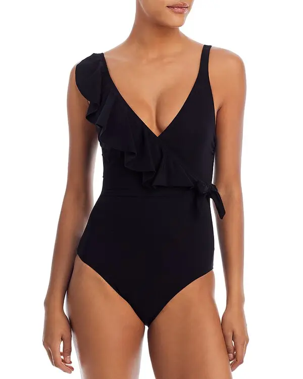 GOTTEX Ruffle Wrap One-piece Swimsuit - Black