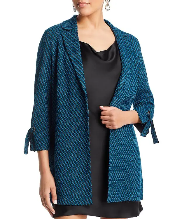 Misook Diagonal Stripe Tie Cuff Jacket - Galactic/black