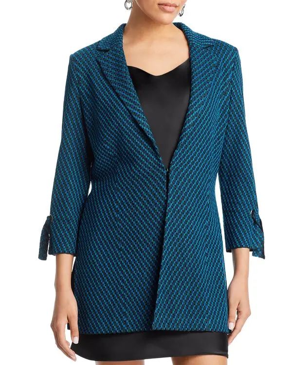 Misook Diagonal Stripe Tie Cuff Jacket