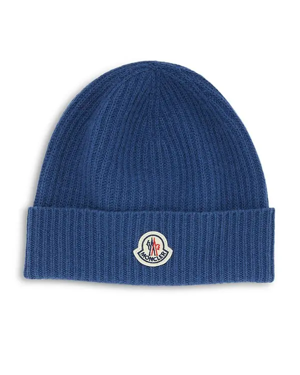Moncler Logo Patch Beanie - Navy