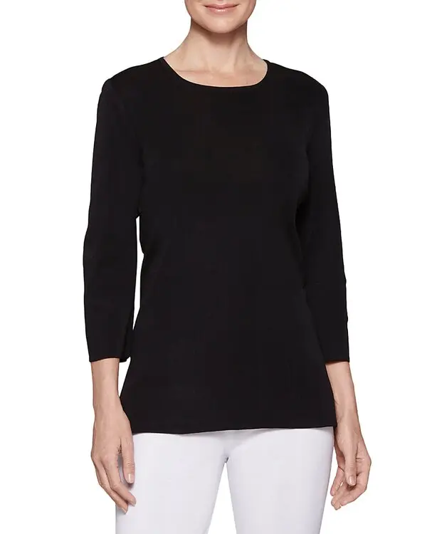 Misook Round Neck Tunic - Black