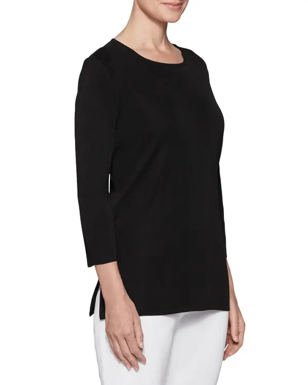 Misook Round Neck Tunic - Black