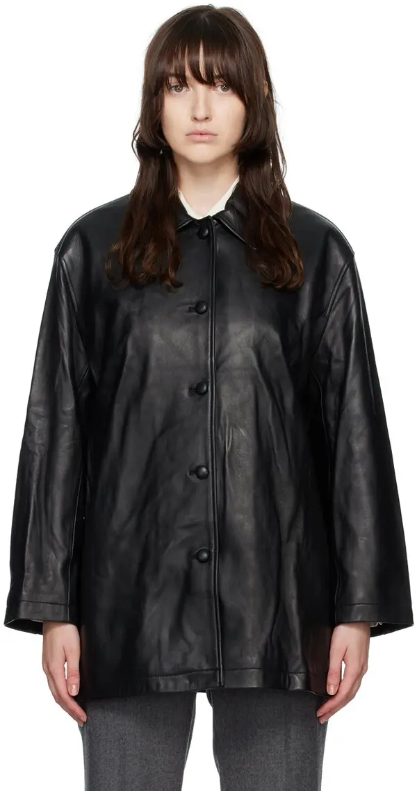 Nothing Written Jain Leather Jacket In Black - 45% Off | Editorialist