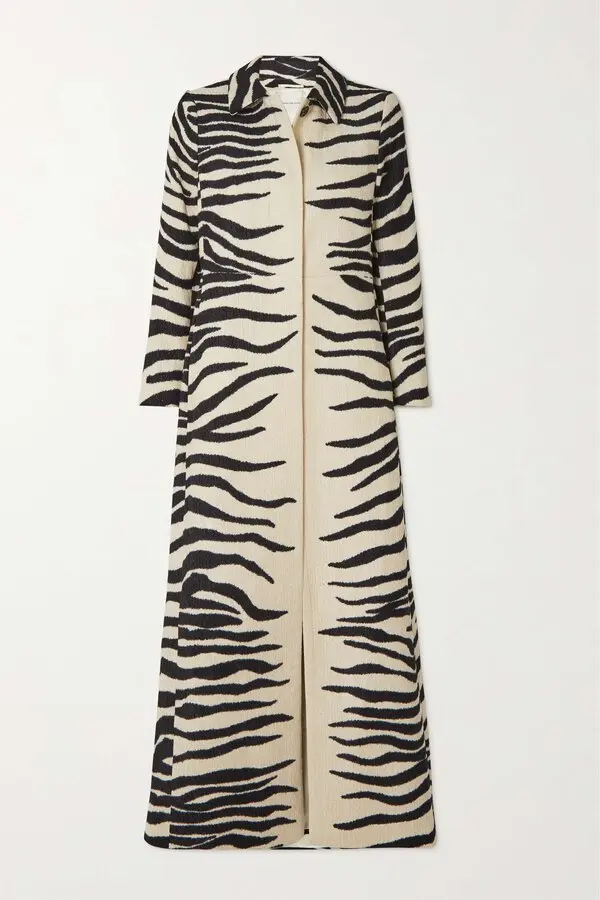 Dries Van Noten Zebra-stripe Chenille Coat