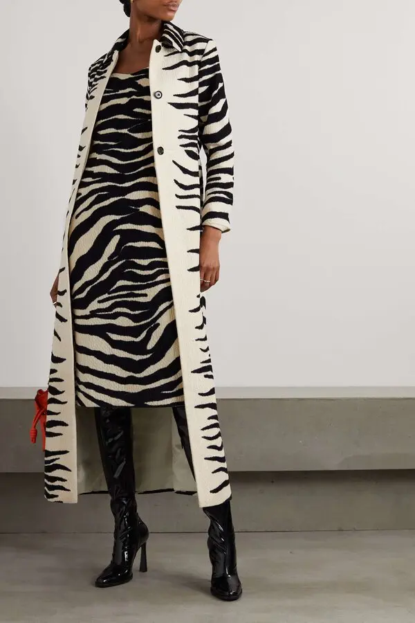 Dries Van Noten Zebra-stripe Chenille Coat