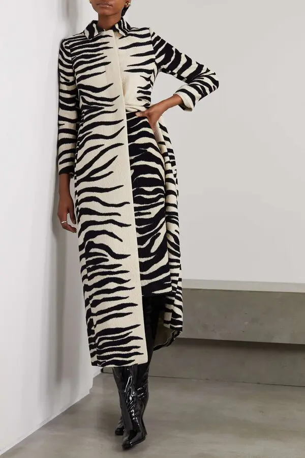 Dries Van Noten Zebra-stripe Chenille Coat