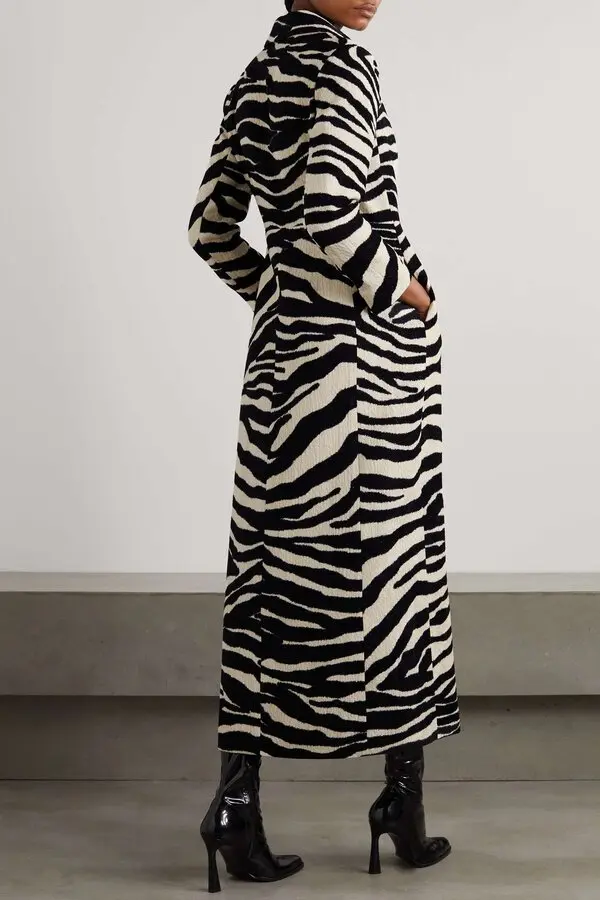 Dries Van Noten Zebra-stripe Chenille Coat