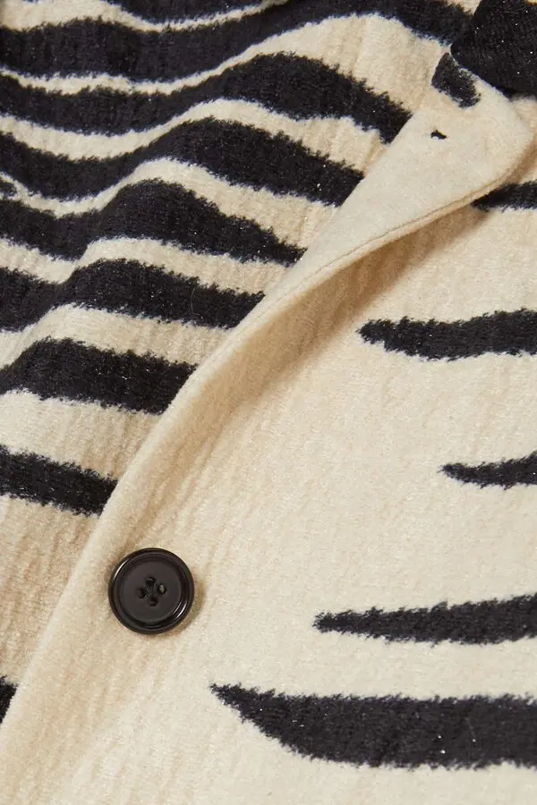 Dries Van Noten Zebra-stripe Chenille Coat