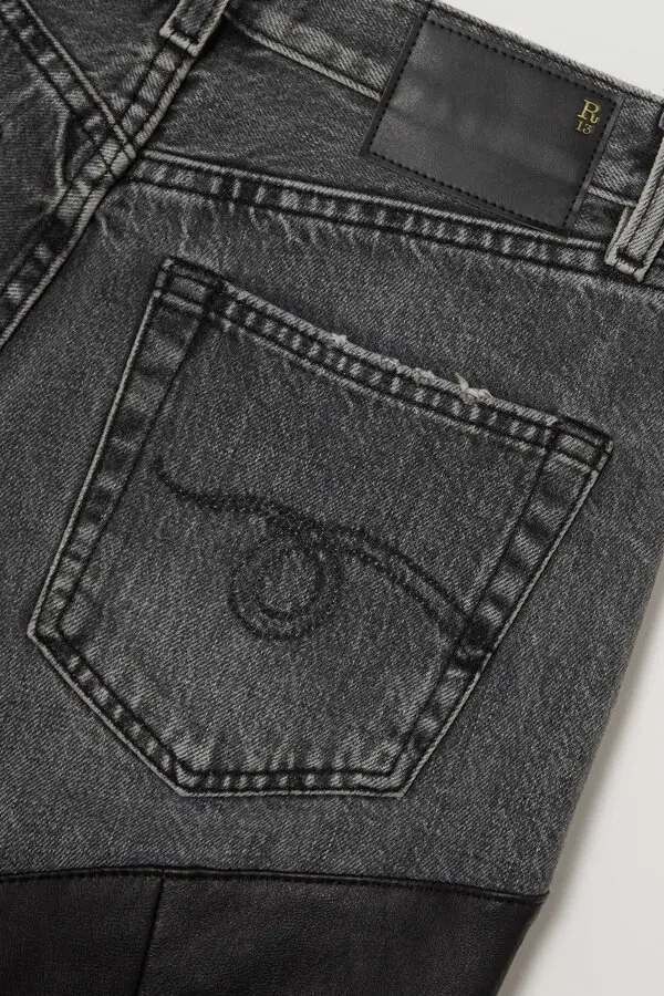 R13 Courtney Chaps Slim-leg Jeans With Leather Accents