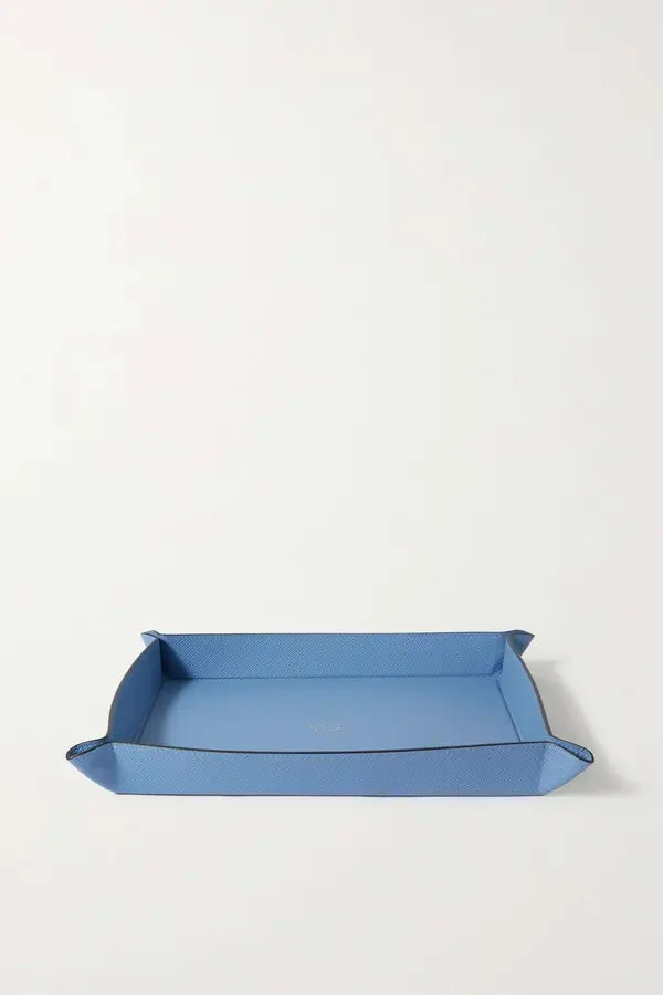 Smythson Panama Large Textured-leather Trinket Tray