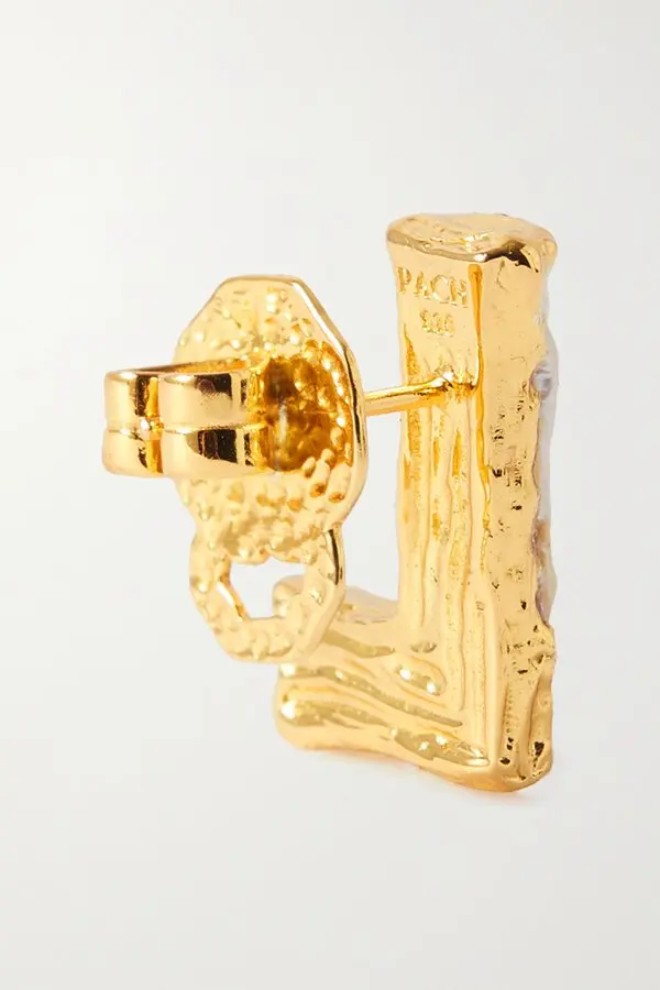 Pacharee Alphabet-plated Pearl Single Earring